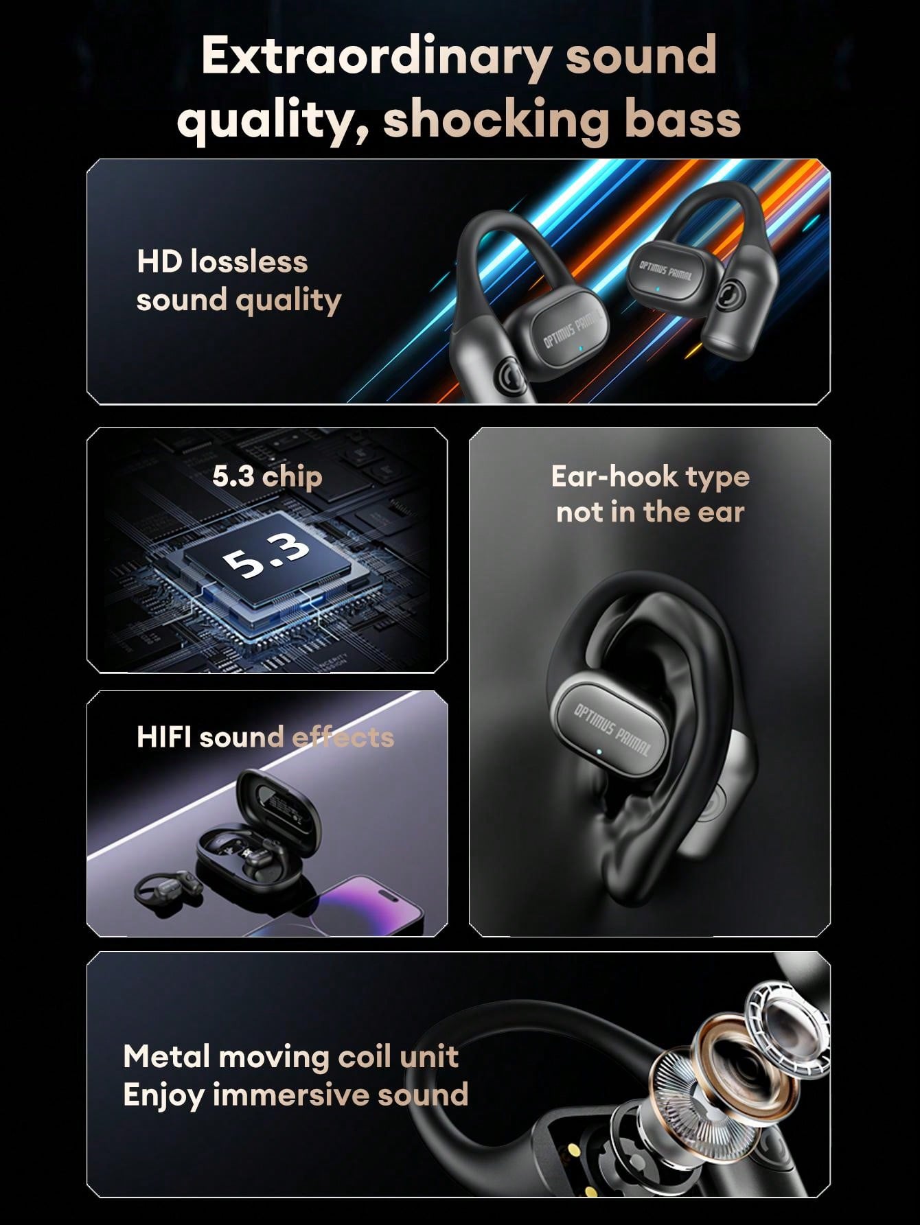 Tf-T13 Passive Noise Cancelling Wireless Earbuds With Earhooks, Open ...