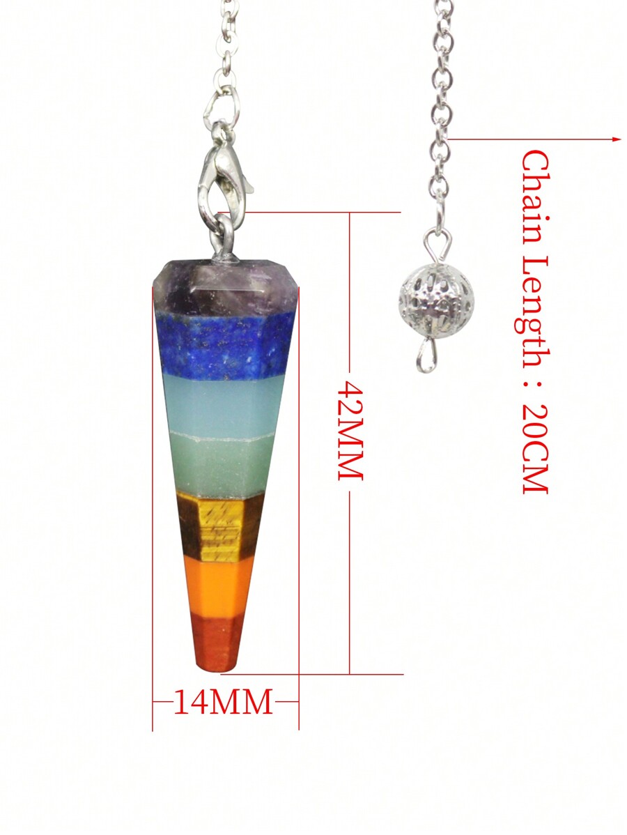 7 Chakra Healing Crystal Point Pendulum for Dowsing Divination Natural ...