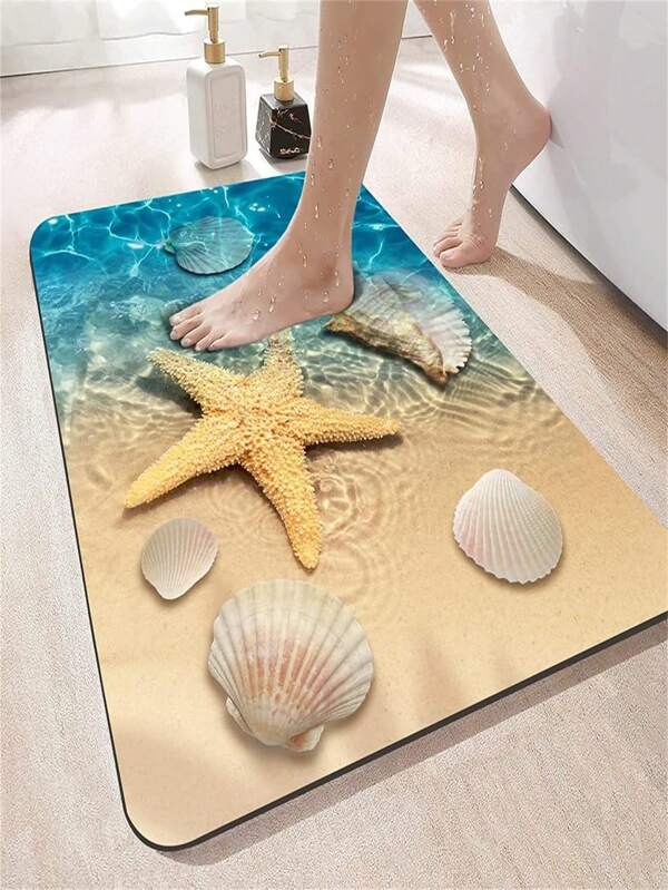 Beach Themed Seashell Bathroom Rug | SHEIN USA