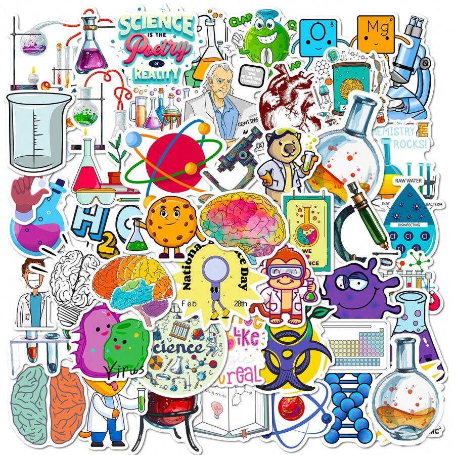 50 experimental device stickers physical and chemical equipment cartoon ...