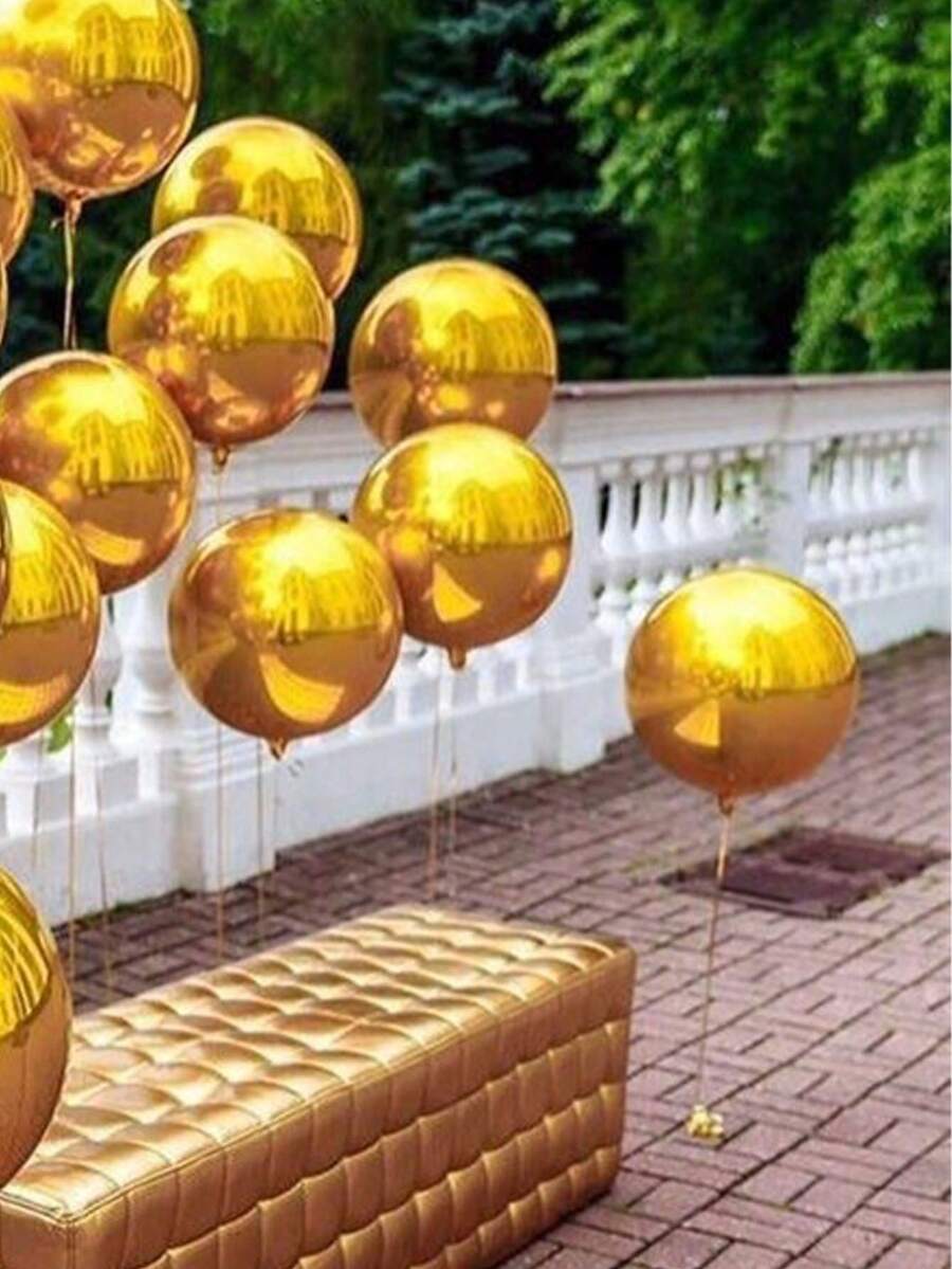 2/10pcs 10-Inch 4D Golden Aluminum Film Balloon, Decoration Balloon For ...