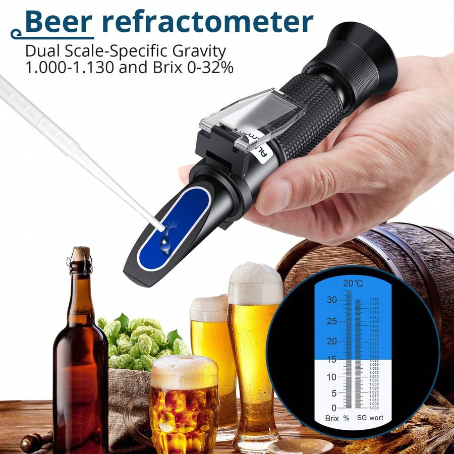 Brix Refractometer with ATC Digital Handheld Refractometer for B-eer ...