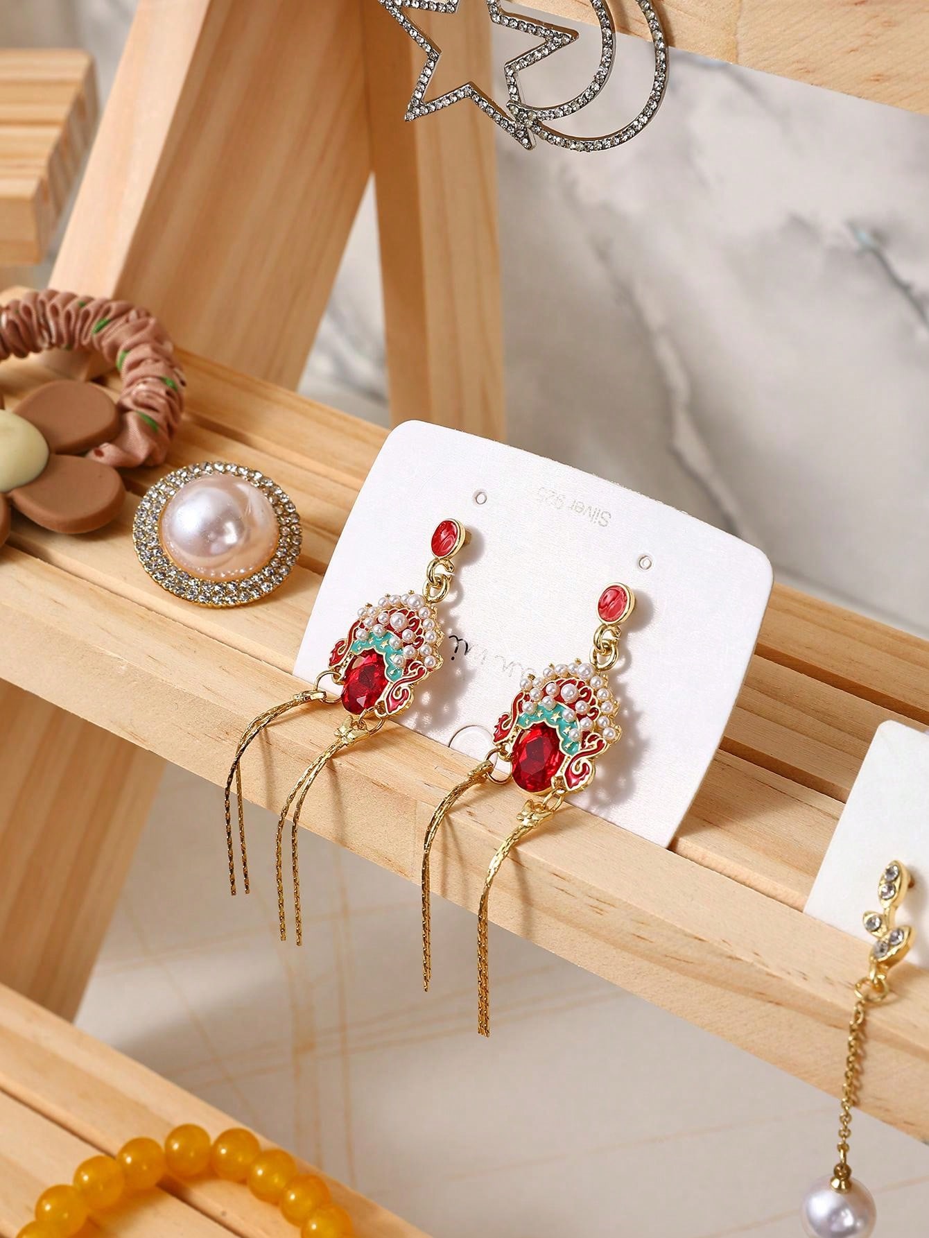 1pc Diy Solid Wood Multilayered Ladder Display Stand For Desktop ...