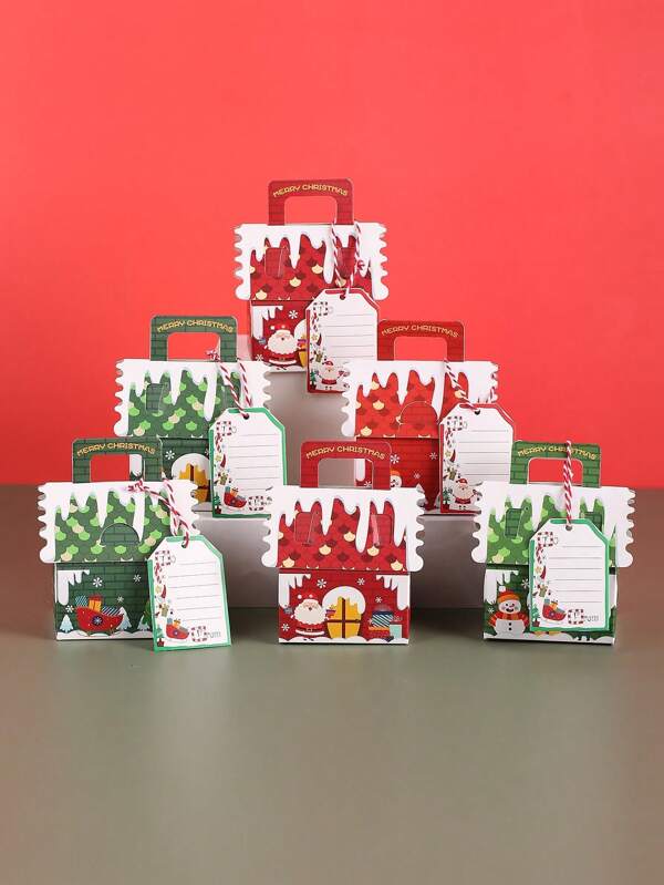 Christmas Candy Gift Box For Party 6pcs/pack (with Rope And Tag ...