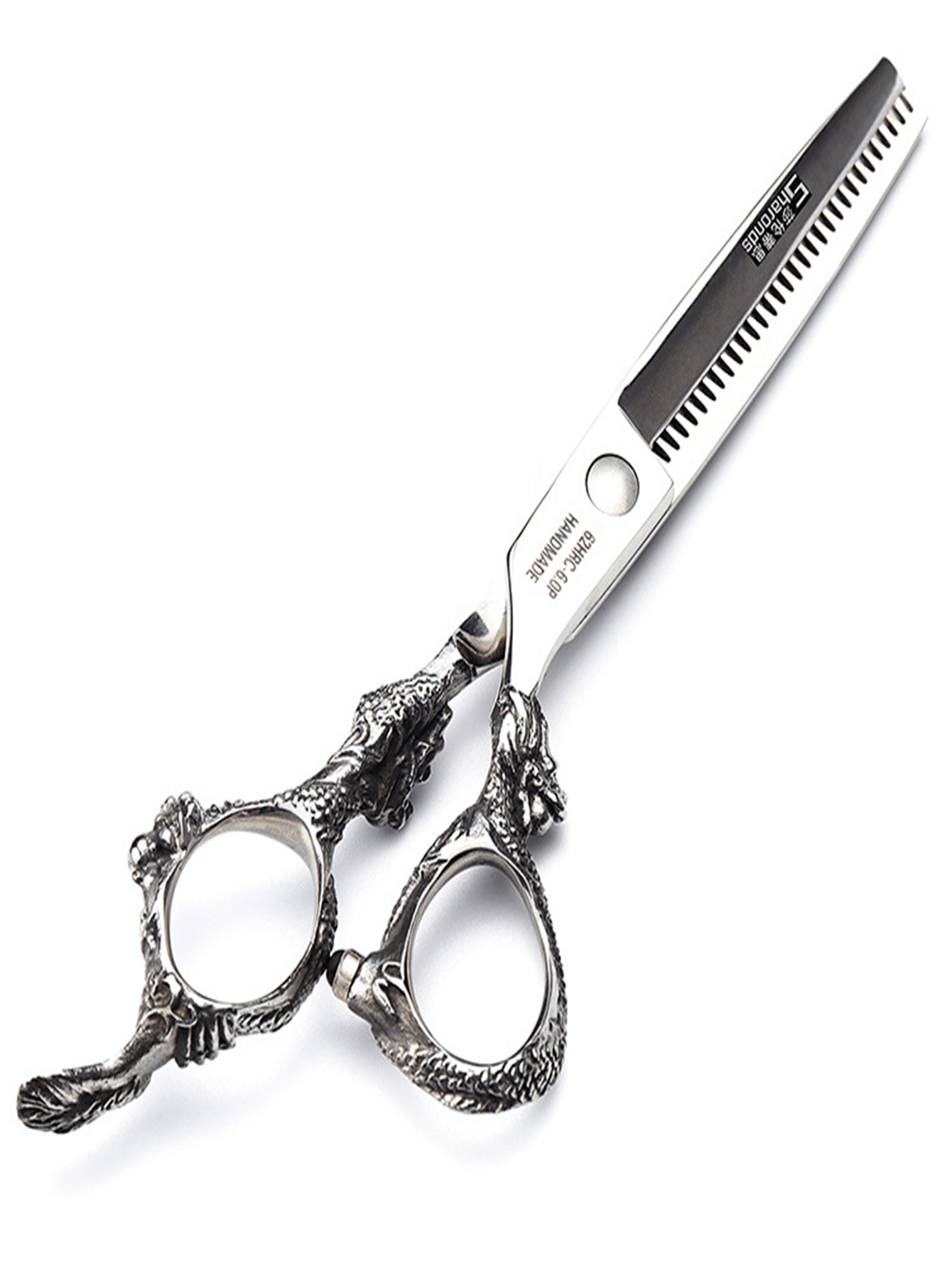 6-inch White Dragon Patterned Scissors With Purple Gemstone And V ...