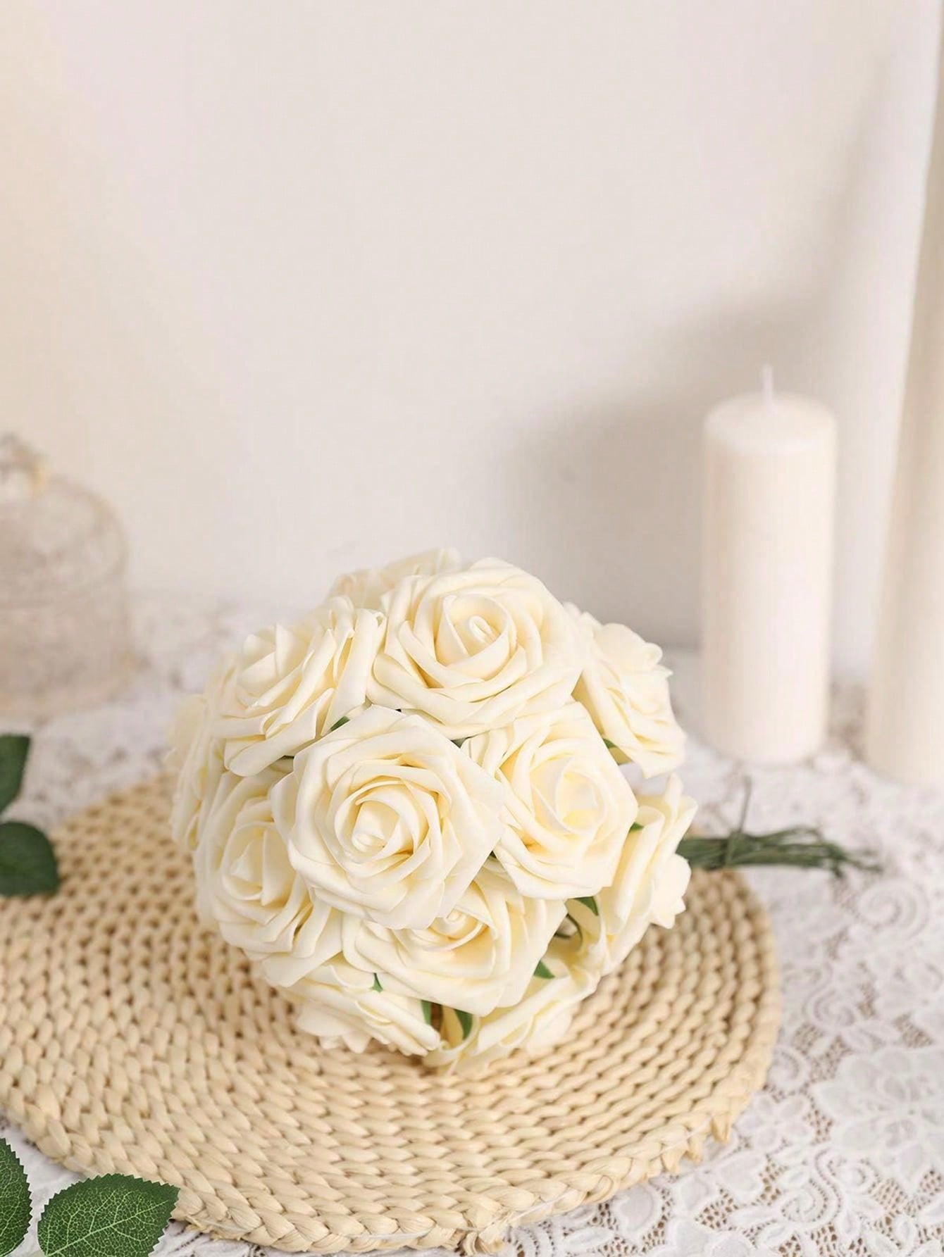 Floroom Artificial Flowers 27pcs Real Looking Dusty Rose Foam Fake ...