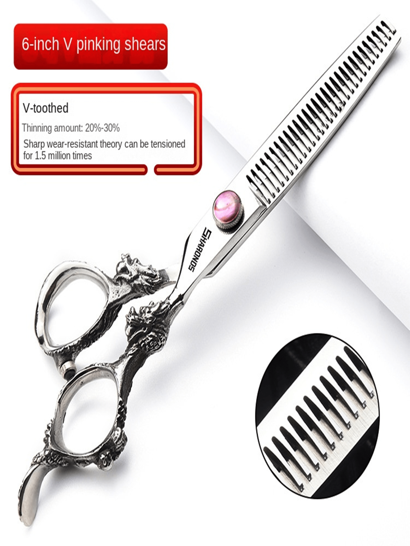 6-inch White Dragon Patterned Scissors With Purple Gemstone And V ...