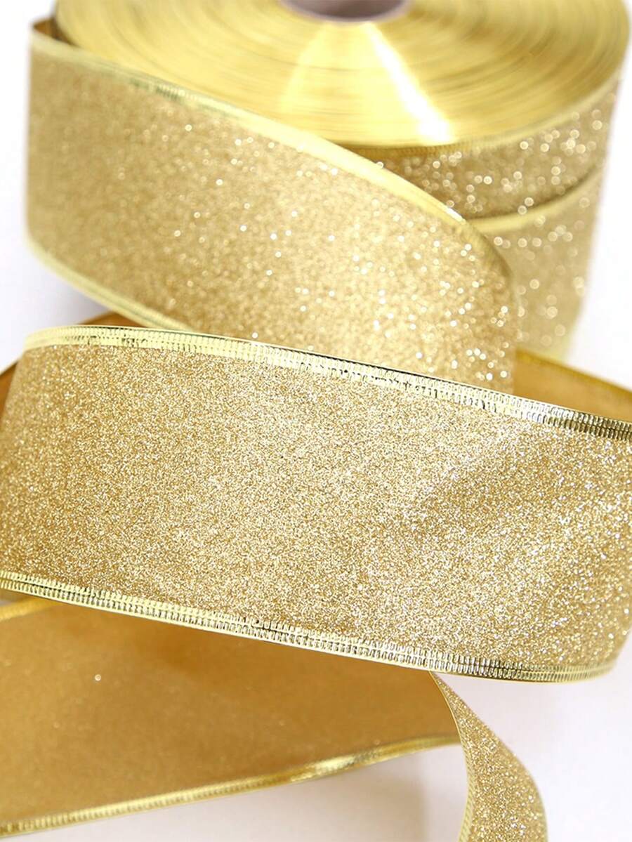 1pc Red/golden Glitter Ribbon Bow With Wire Edge, Perfect For Diy ...