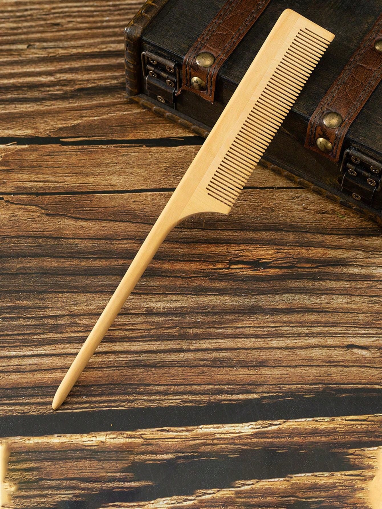 1pc Long-tail Hair Comb, Solid Wood Comb With Pointed Tail, Anti-static ...