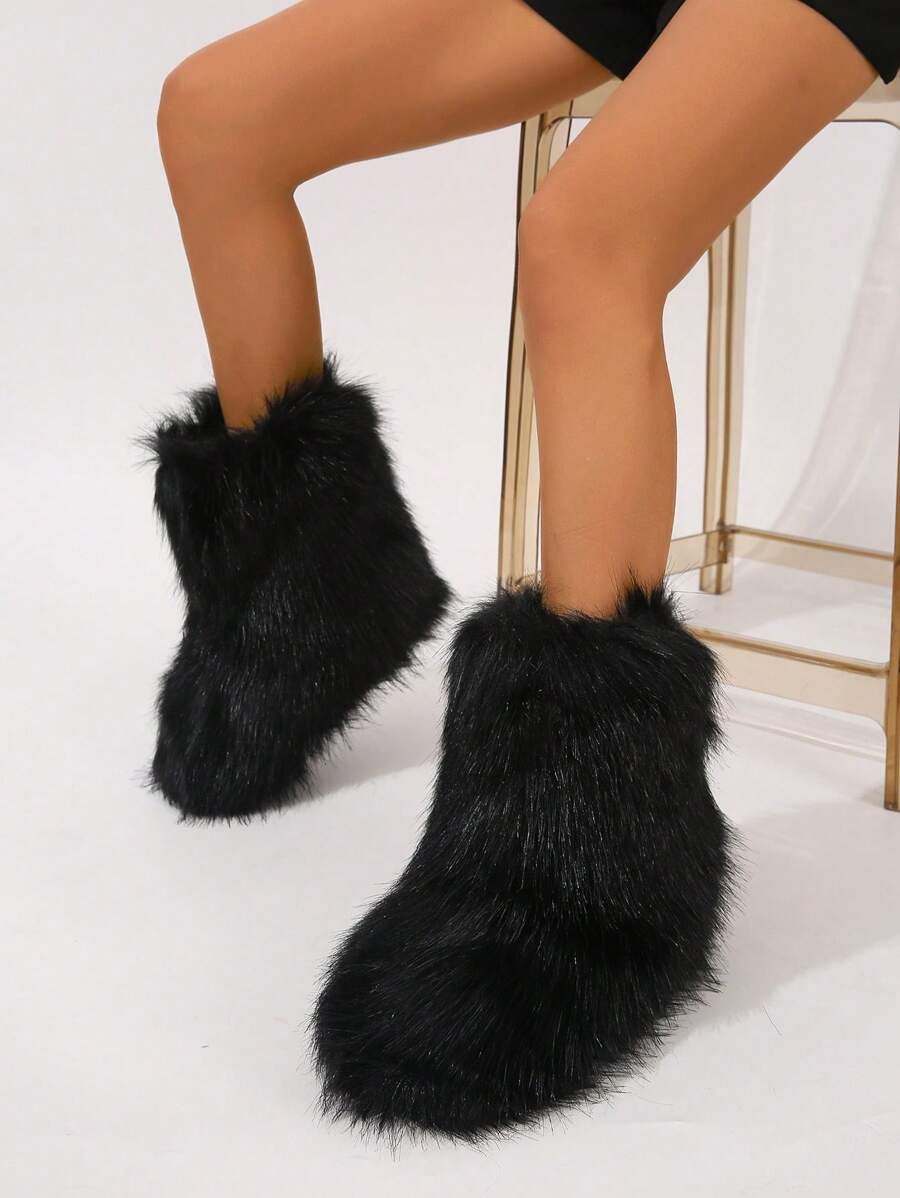 Sweater,Women Winter Boots, Fluffy Flat Snow Boots, Knee-High Boots ...