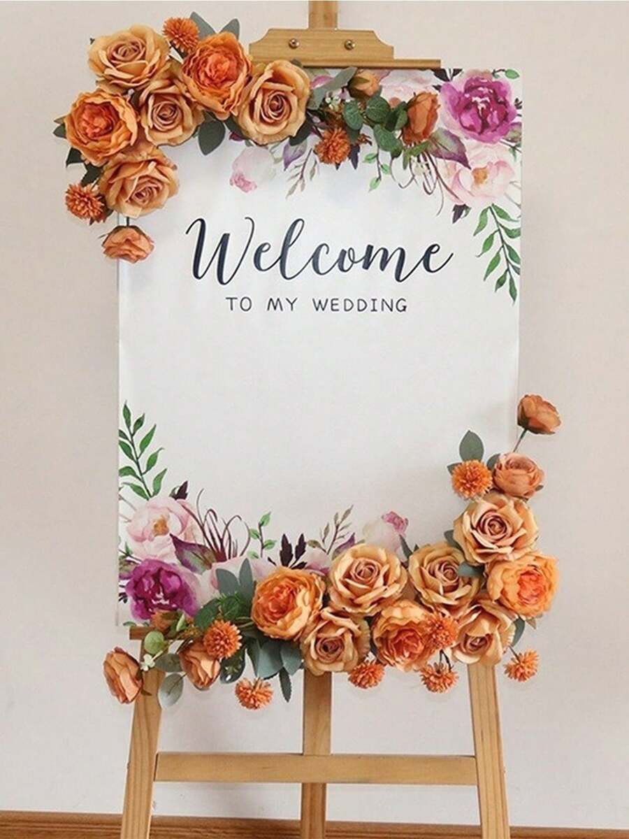 2 Pcs/Set Floral Swag For Wedding Arch Artificial Flower Swags Wedding ...