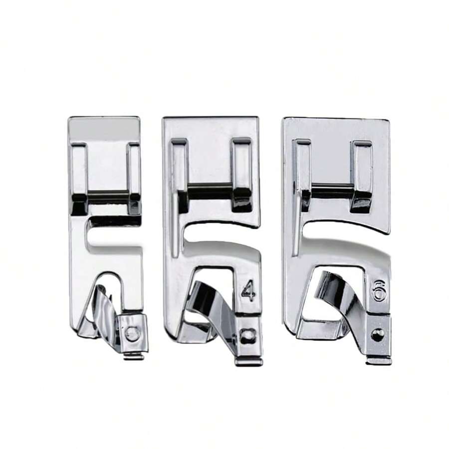 3PCS Rolled Hem Presser Foot Set , 3 mm, 4 mm, 6 mm Hemming Foot Kit ...