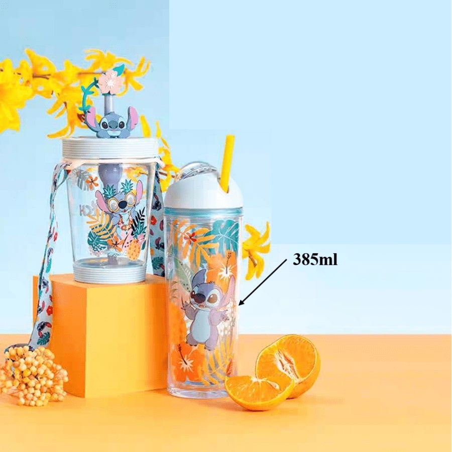 Miniso Lilo & Stitch Series Cup With Straw, Cartoon Water Bottle Stitch ...