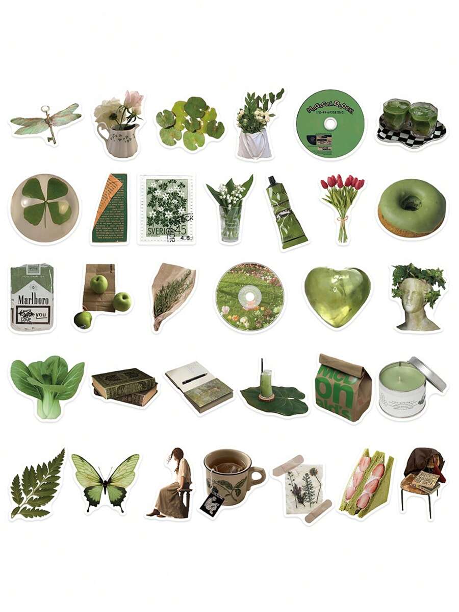 62 Sheets Olive Green Stuff Stickers | SHEIN USA