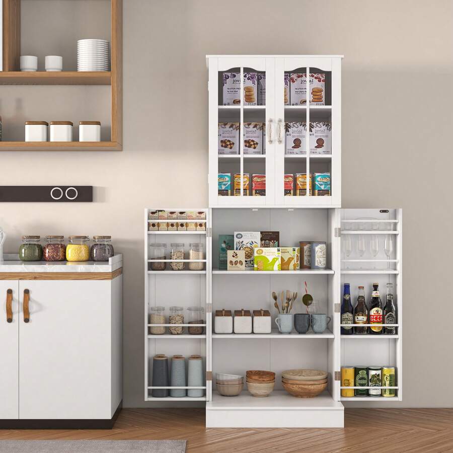 Kitchen Pantry Cabinets, White Freestanding Kitchen Pantry Storage ...