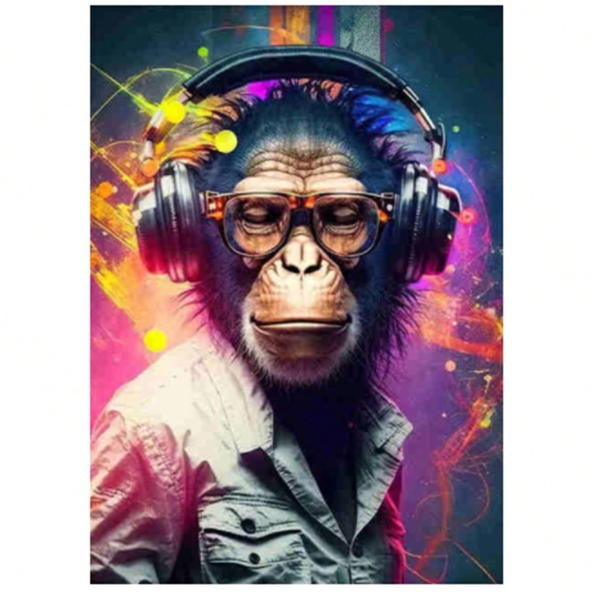 1pc Monkey Wearing Headphone Graffiti Street Pop Art Poster And Printed ...