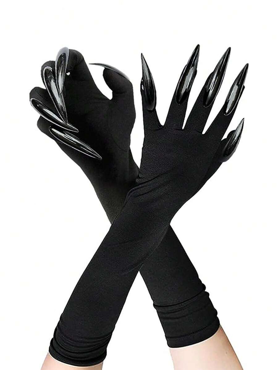 1pc Black Halloween Claw Gloves With Long Fingernails, Sexy Catwoman ...