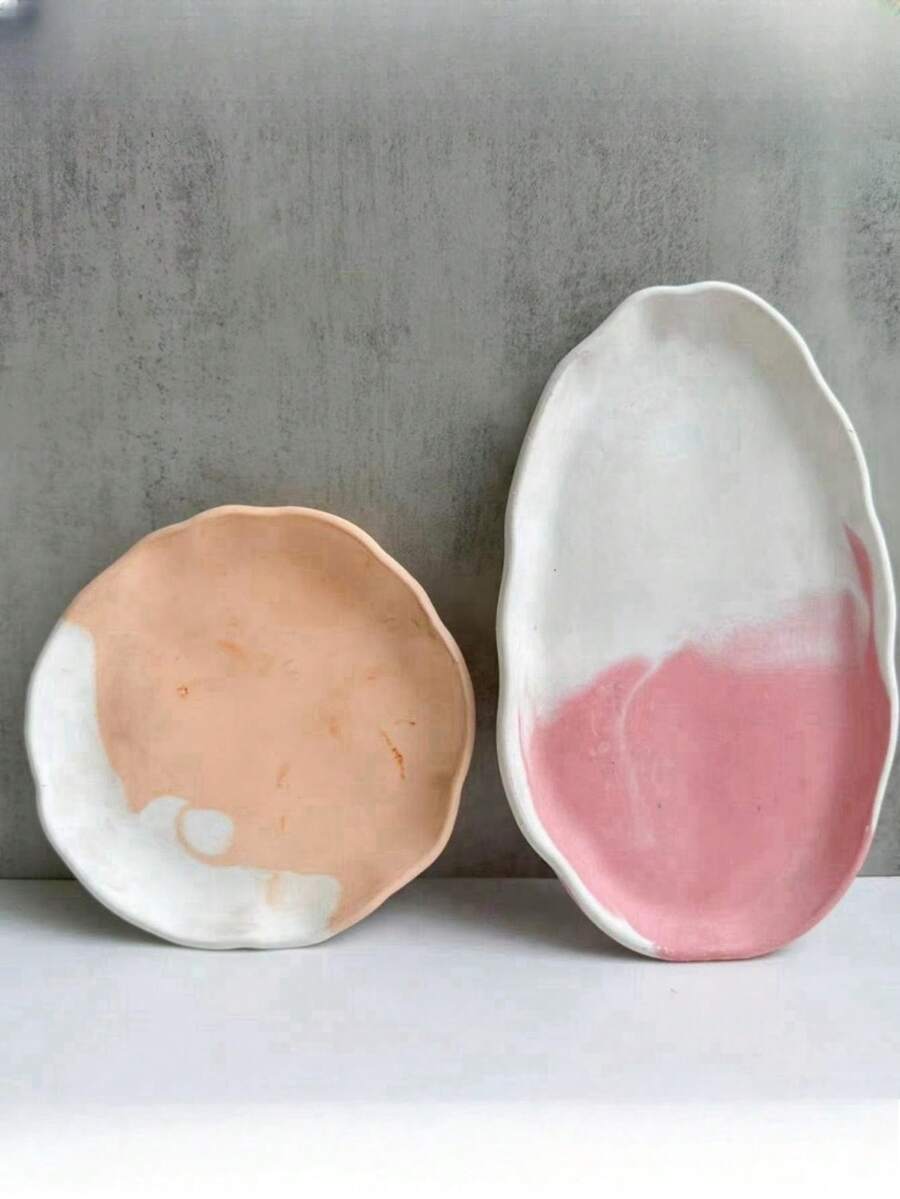 Irregular Oval Plate Tray Silicone Mold Round Plate Plaster Mold Epoxy ...