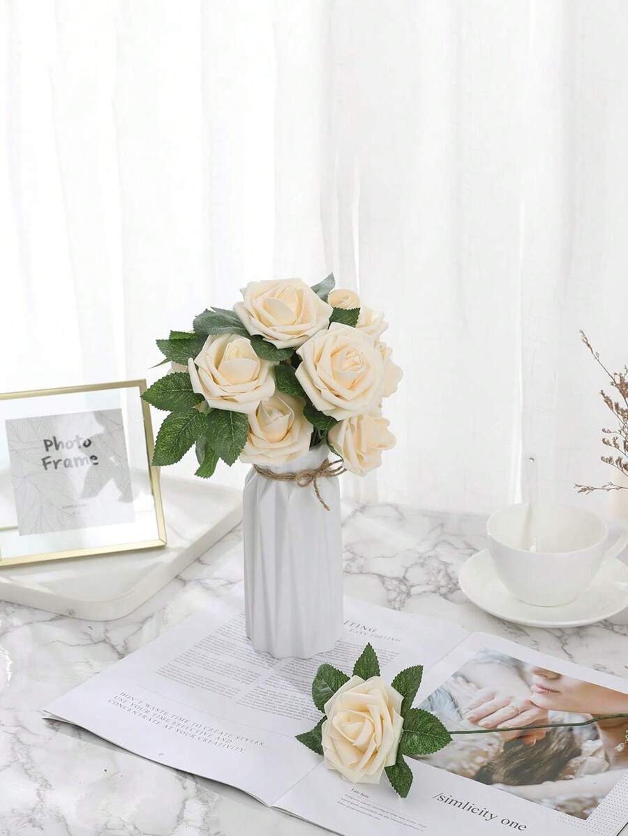 Floroom Artificial Flowers 27pcs Real Looking Dusty Rose Foam Fake ...