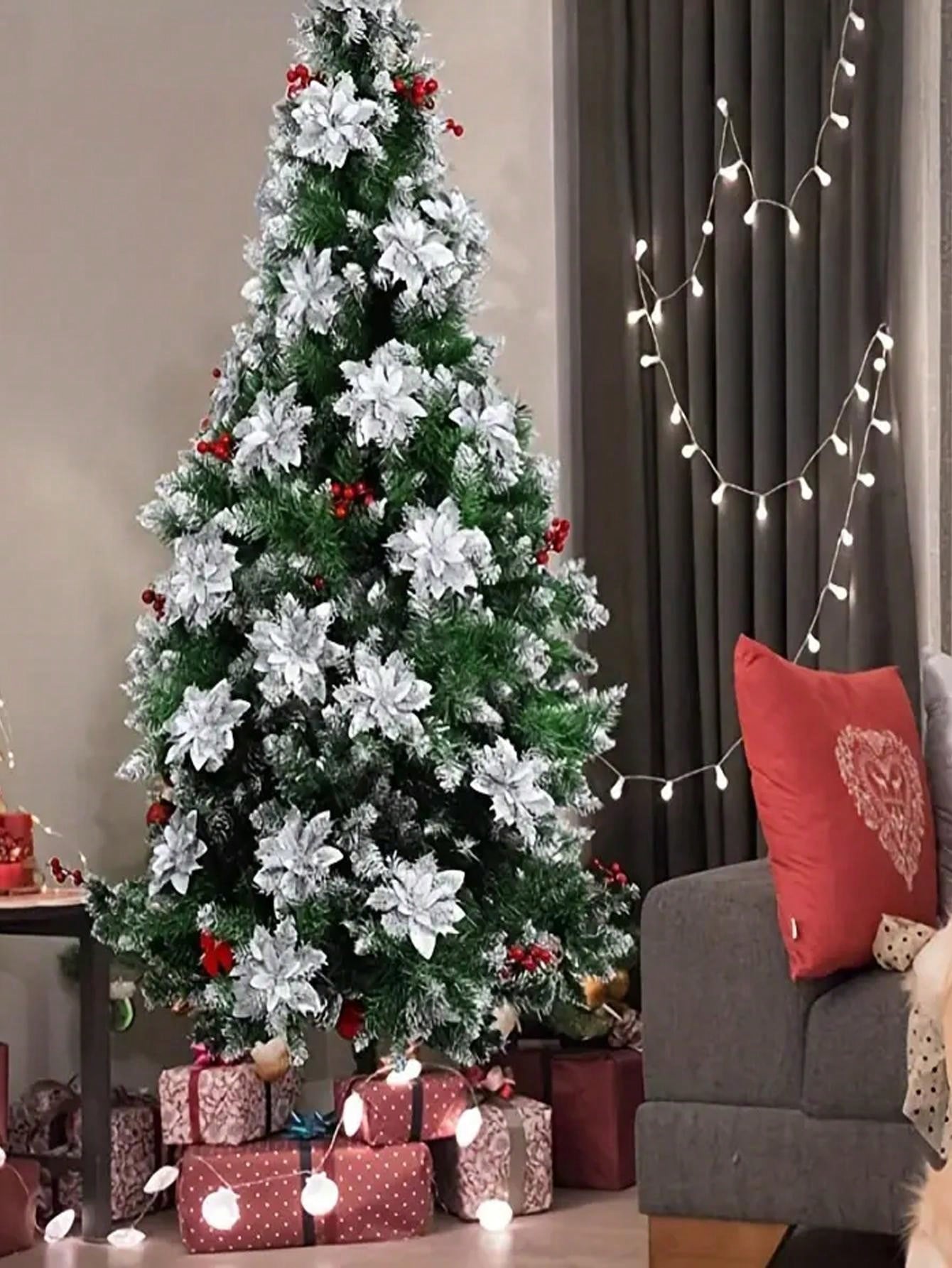 10Pcs/Set Flower Design Christmas Tree Decoration,Christmas Wreath ...