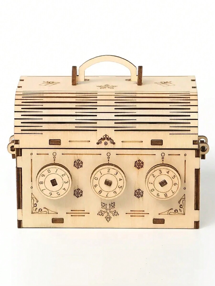 3D Wooden Puzzle DIY Treasure Box Model Building Kits Brain Teaser ...