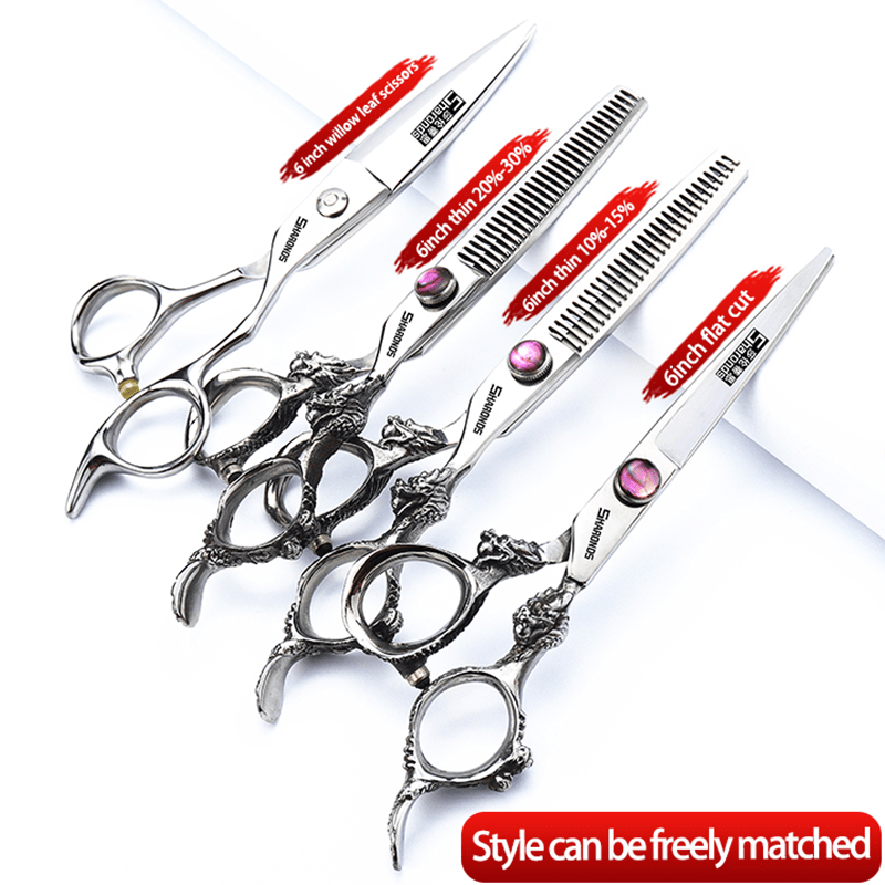 4pcs/set 6-inch Straight Scissors + Unnotched & V-tooth Scissors ...