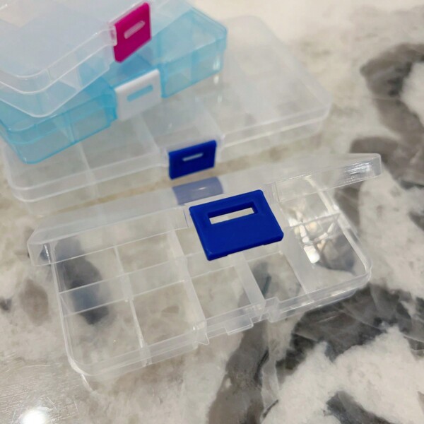 10 Grids Detachable Transparent White Plastic Storage Box With Blue ...