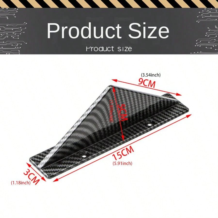 1set Universal Curved Carbon Fiber Triangle Rear Spoiler With Carbon ...