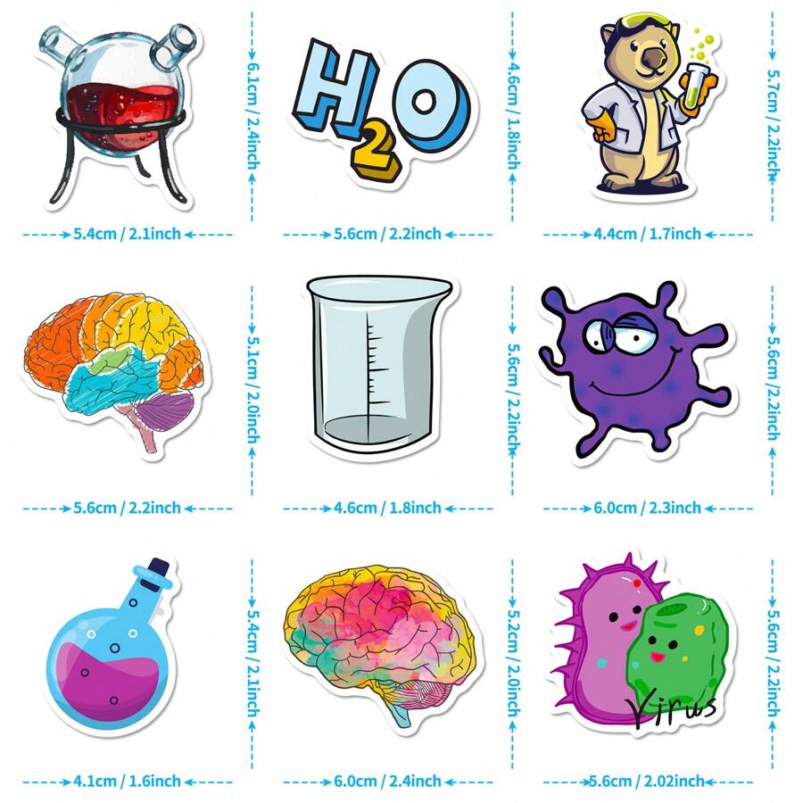 50 experimental device stickers physical and chemical equipment cartoon ...