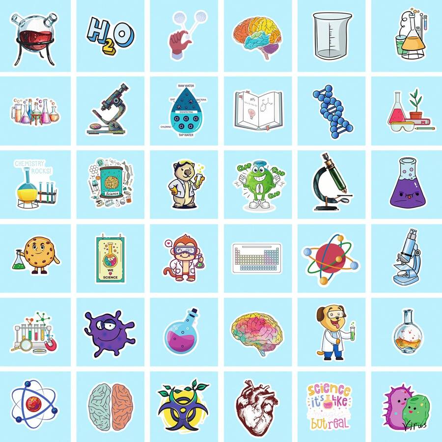 50 experimental device stickers physical and chemical equipment cartoon ...
