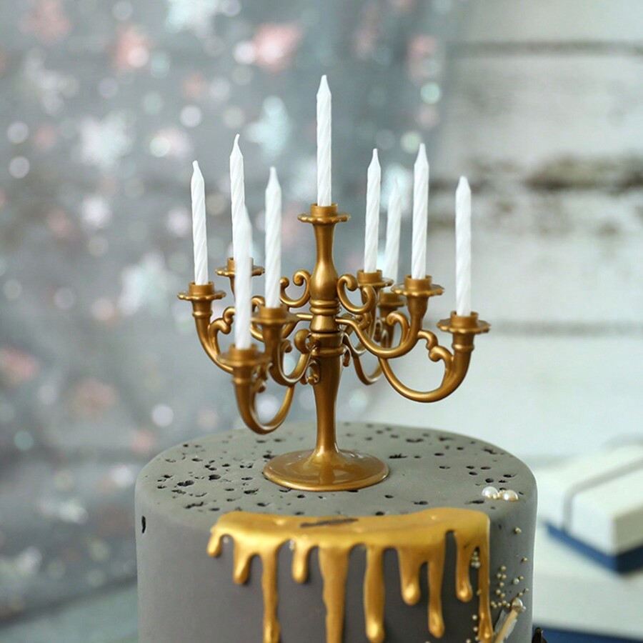 1pc INS Style Golden Or Antique Bronze Candle Holder For Baking Cake ...