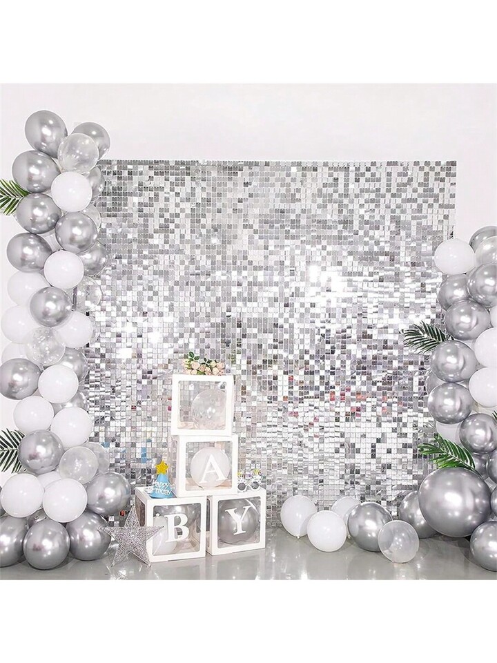 24 Panels Silver Shimmer Backdrop Disco Backdrop Wedding Silver Shimmer ...