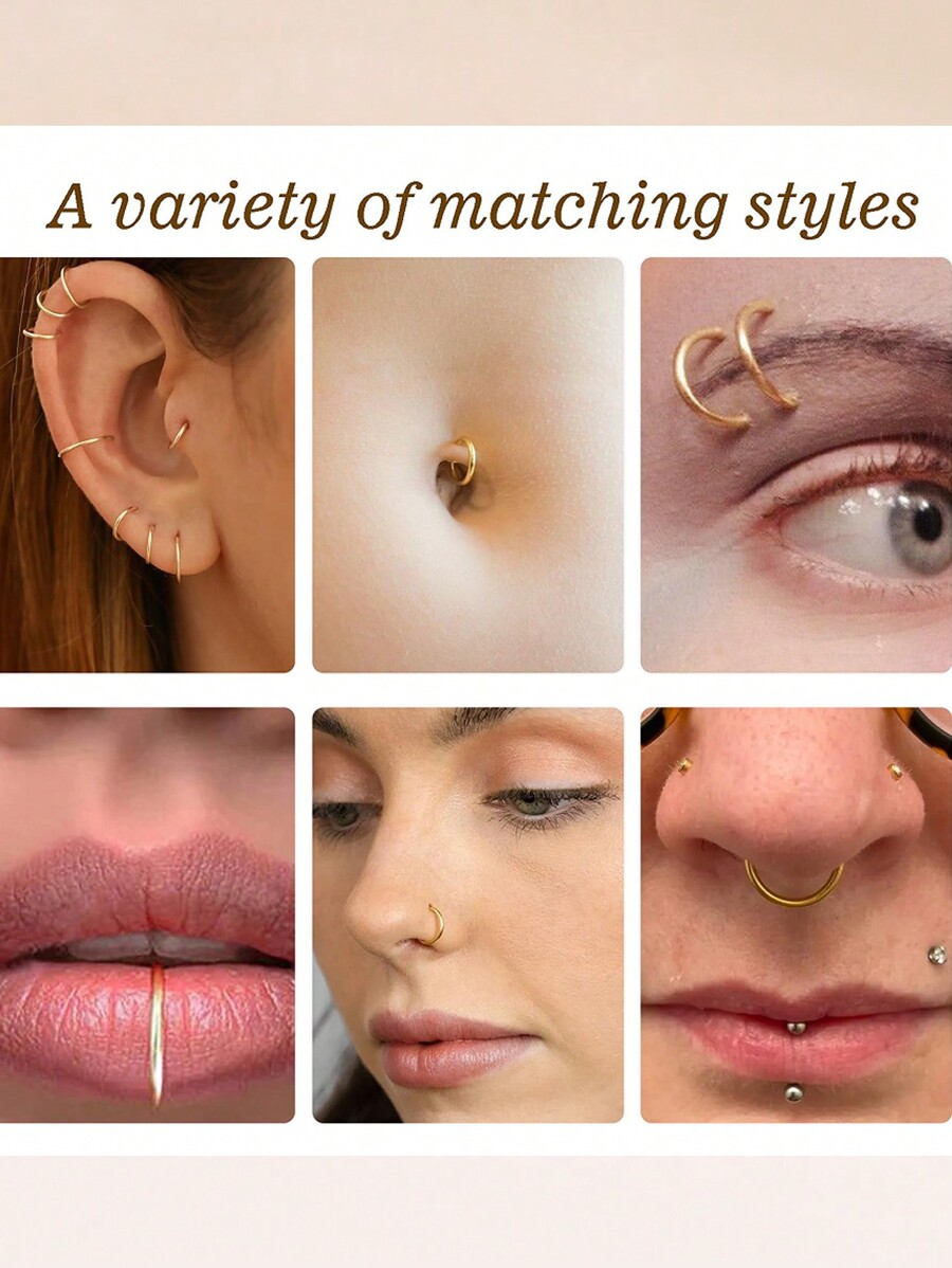 1 Pair Of Stainless Steel Simple 14K Gold Plated Hoop Earrings For ...