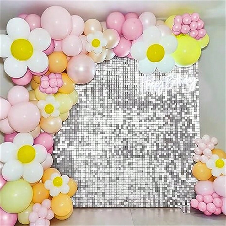 24 Panels Silver Shimmer Backdrop Disco Backdrop Wedding Silver Shimmer ...