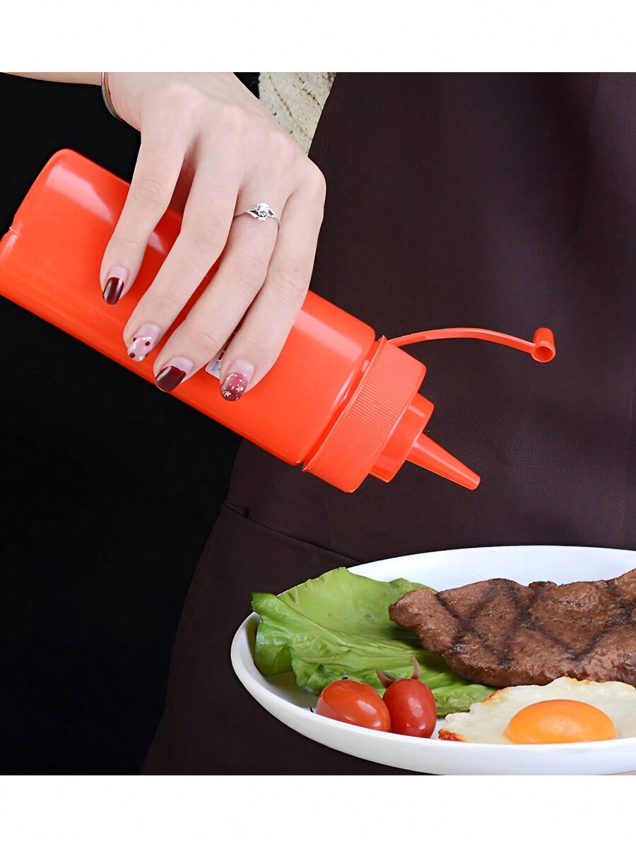 1pc Plastic Salad Dressing Dispenser, Condiment Bottle With Press Cap ...