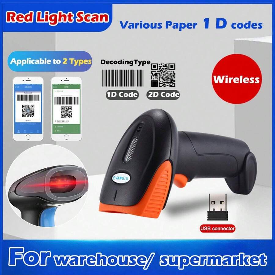 Barcode Scanner Wireless 2d Qr Code Scanner With Red Light For ...