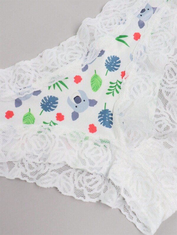 Women Sexy Cute Lace Trims Koalas Cheeky Bikini Underwear | SHEIN USA