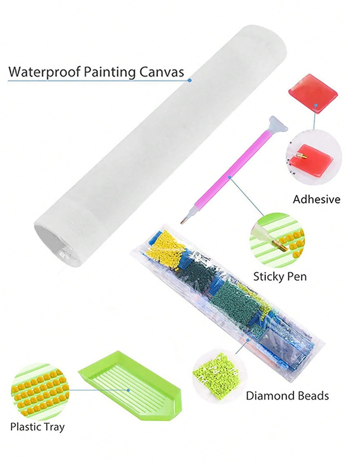 Pintura De Arte De Diamante Diy Puesta De Sol En La Playa Detrás De La ...