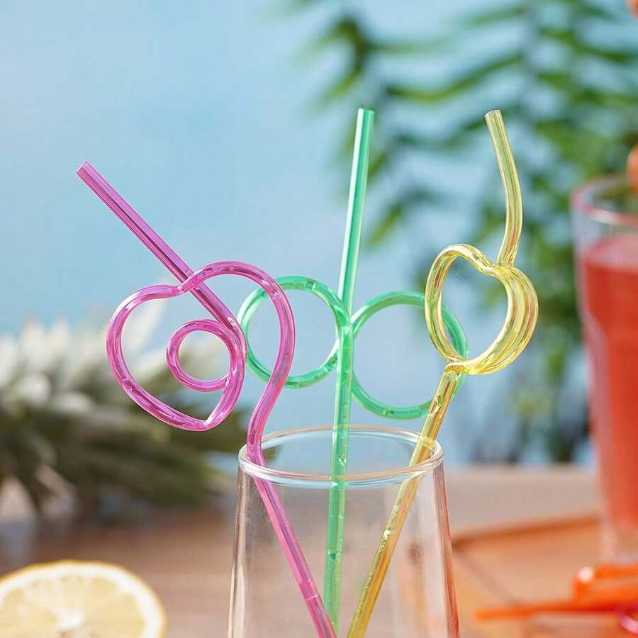 10pcs Assorted Reusable & Decorative Plastic Drinking Straws, Includes ...