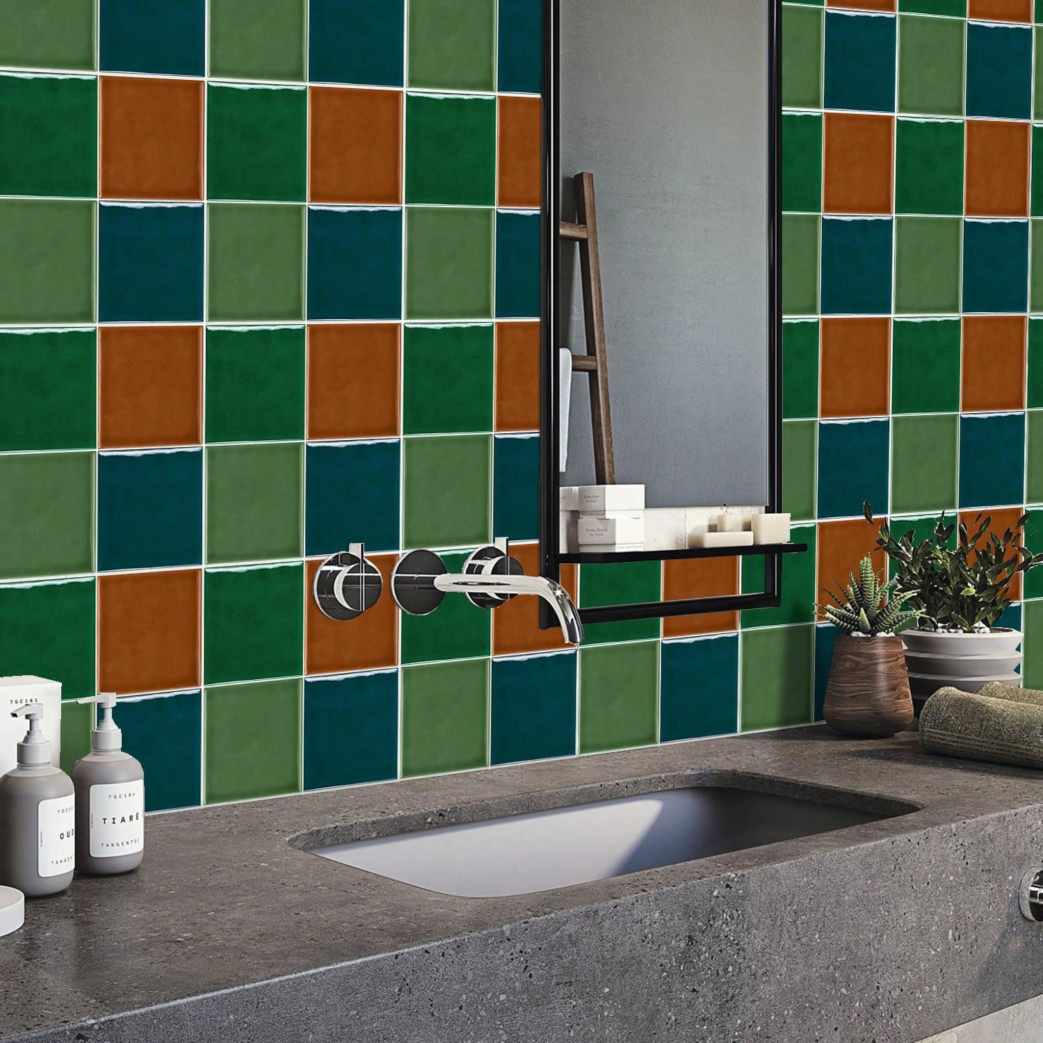 Alwayspon Thick Vinyl Provence Wall Tile Sticker Self-Adhesive, Peel ...