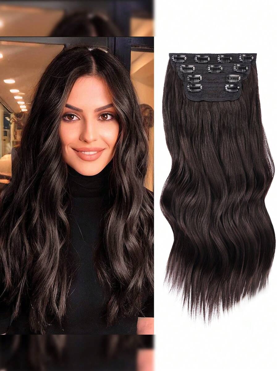 Clip in Hair Extensions 4PCS 20 Inch Thick Hair Piece Long Wavy Clip in ...