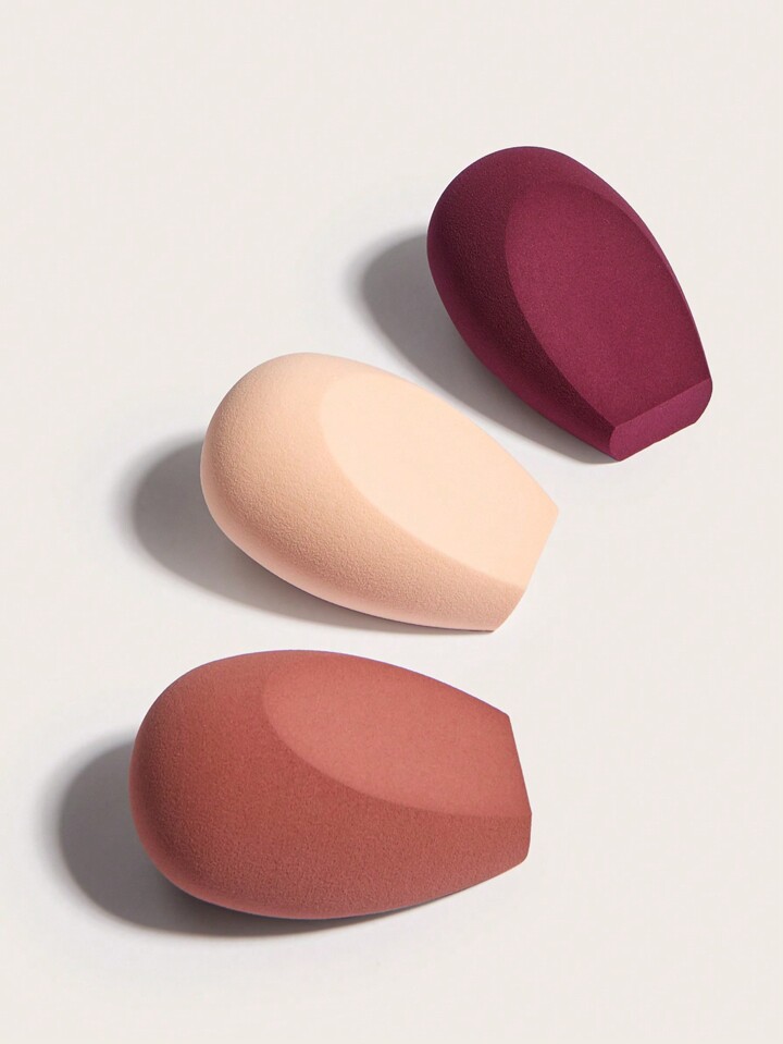 3-pieces set of multi-color seal beauty spong (claret, brown, skin tone ...