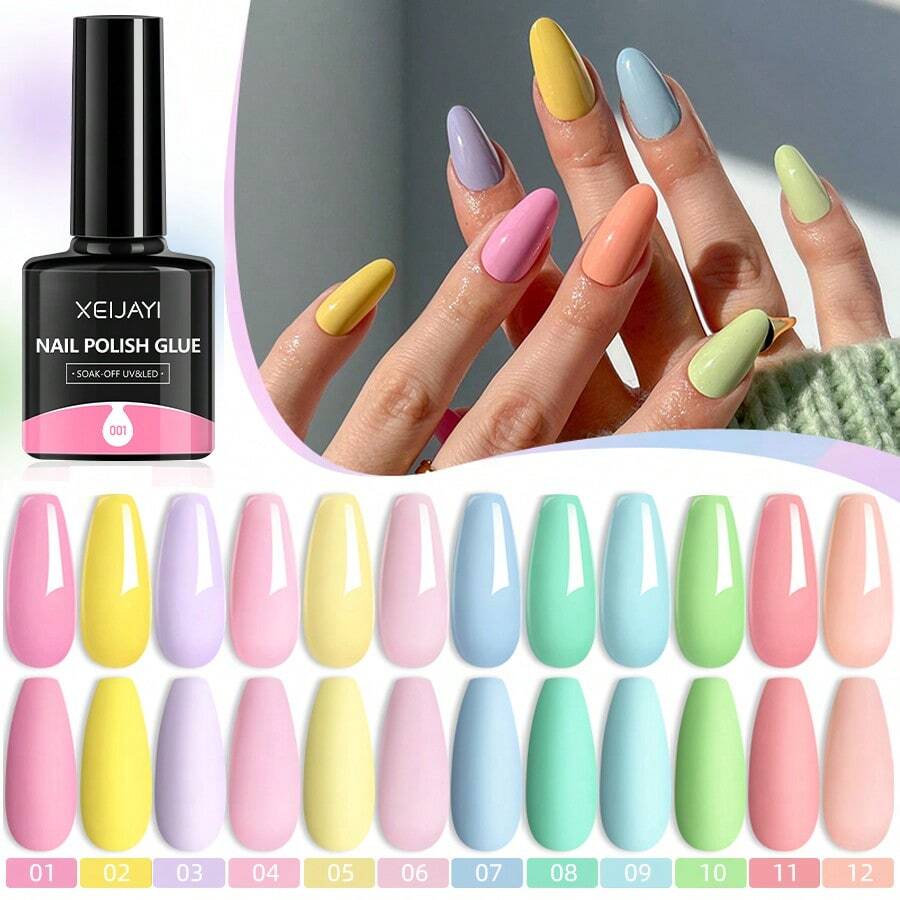 XEIJAYI 12 Colors Spring Bright Macaroon Candy Shine Finish Nail Polish Gel Set - Y2K Aesthetic ...