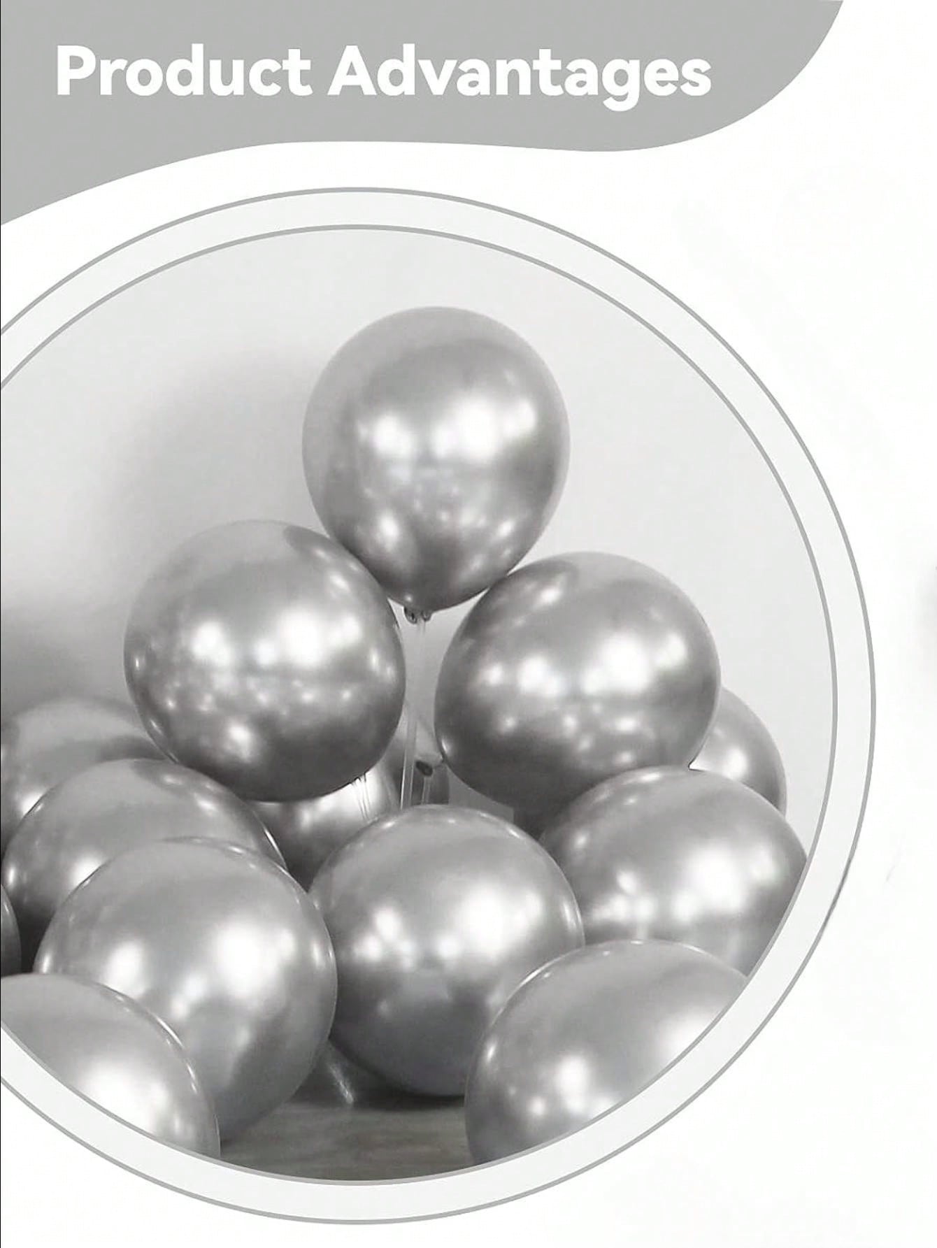 50 pcs 5 Inch Metallic Silver Balloons, Silver Balloons for Balloon ...