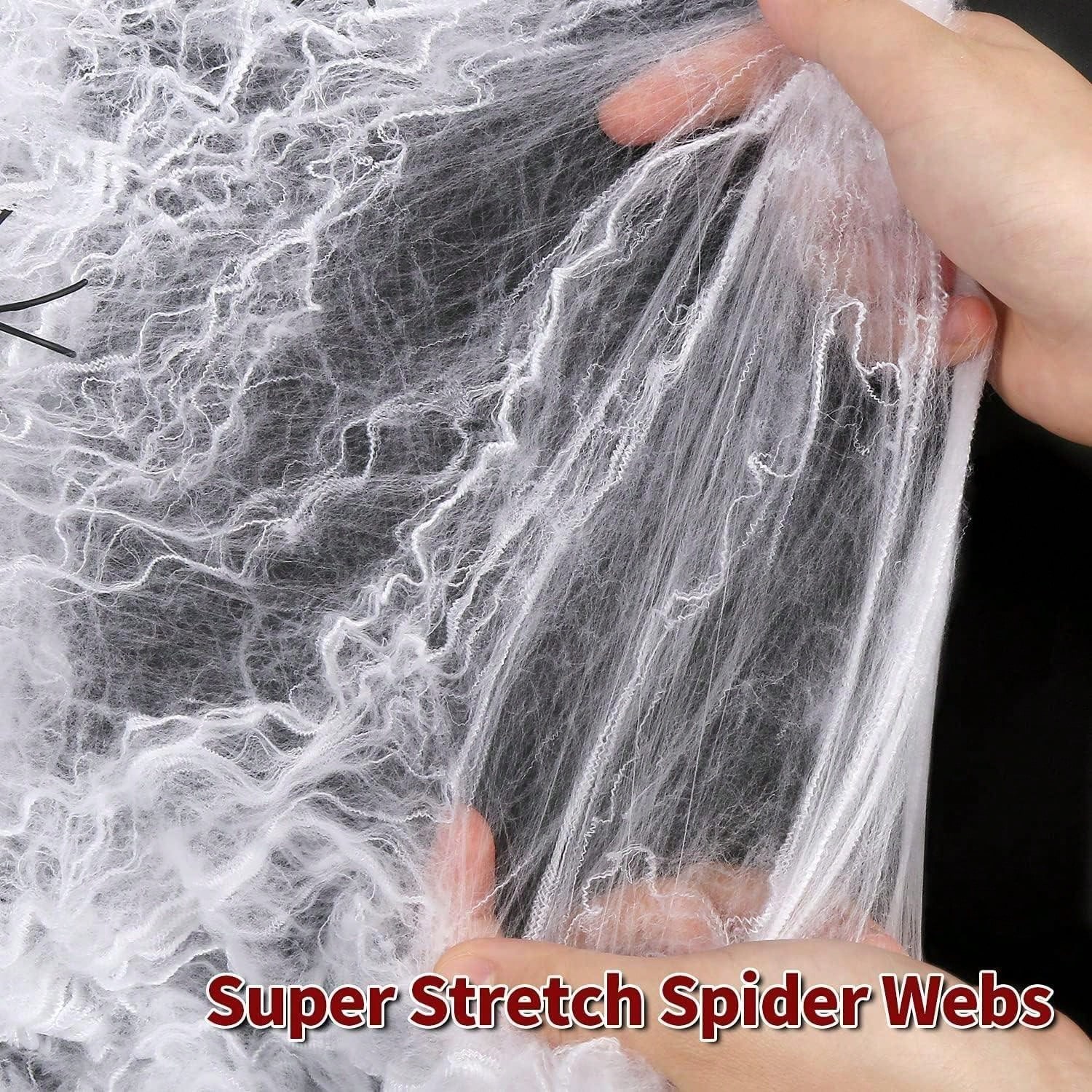 100 square feet of spider web Halloween decorations with 10 fake ...