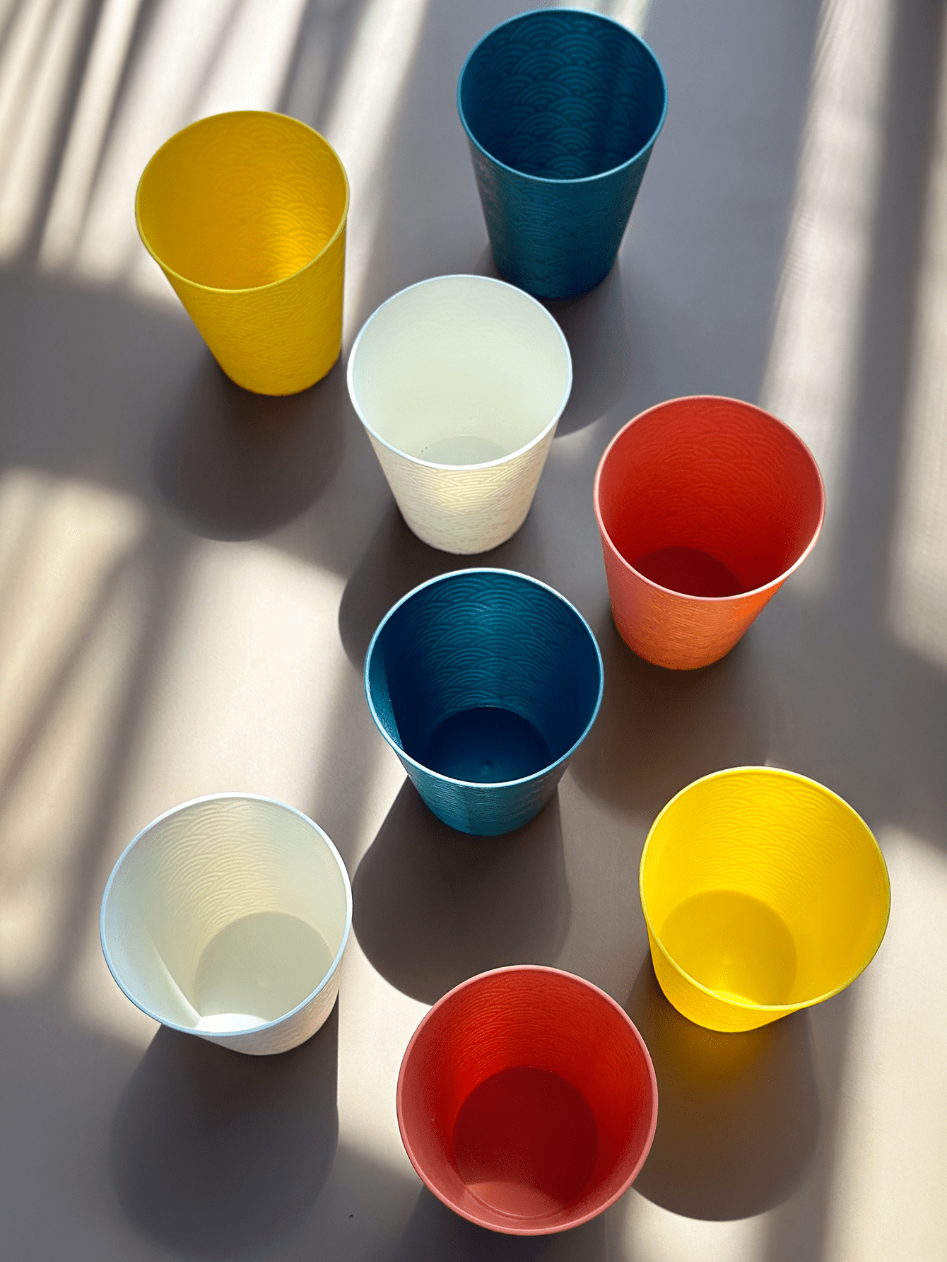 Set Of 4 X 500ml Pp Cold Water Cups, Japanese Style Wavy Pattern With ...