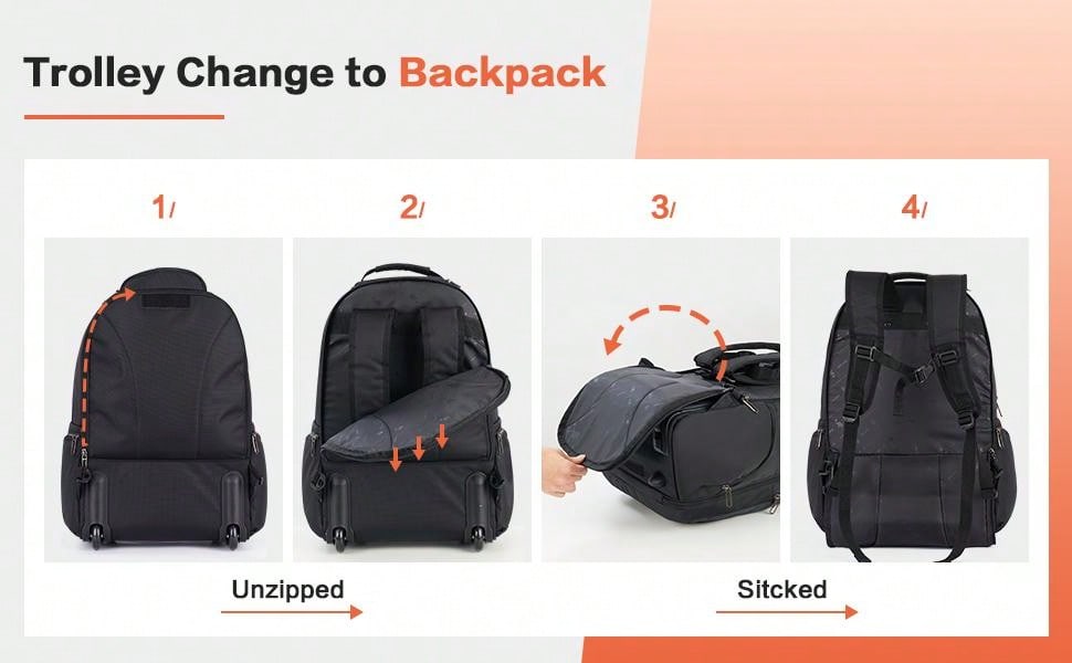 OIWAS Rolling Backpack - 15.6 Inch Rolling Backpack For Laptop, Rolling ...