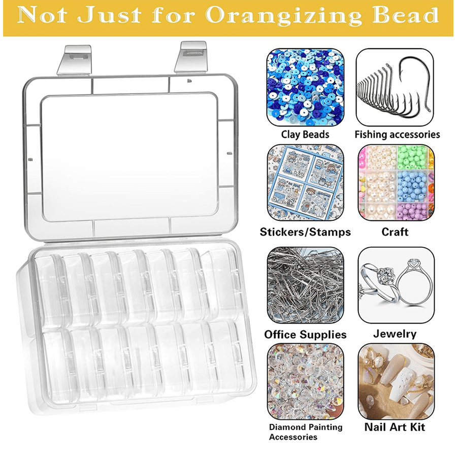 Small Bead Organizers, 15 Pieces Plastic Storage Cases Mini Clear Bead ...