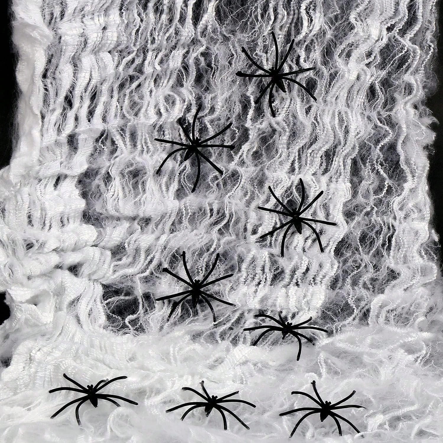 100 square feet of spider web Halloween decorations with 10 fake ...