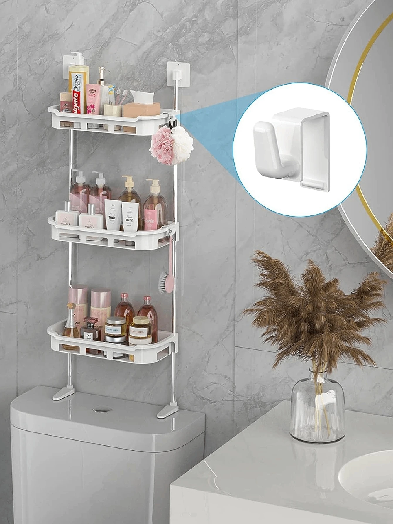 Bathroom Storage Rack Over Toilet, Bathroom Organizer With Toilet Paper ...